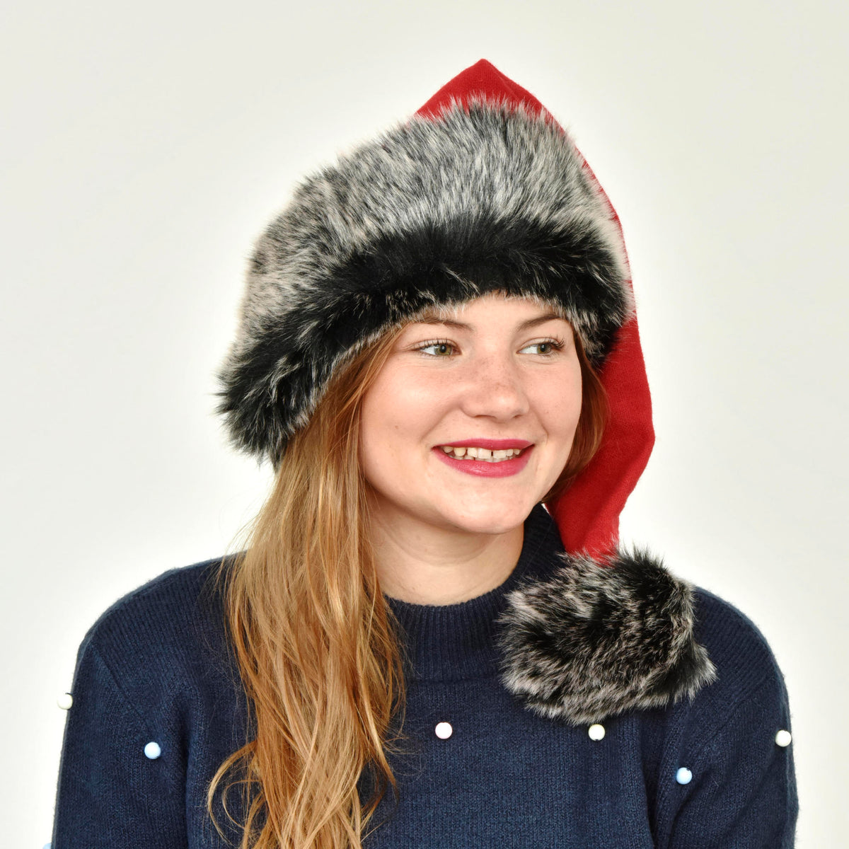 Handmade Santa Hat from pure merino wool and huggable black faux fur ...